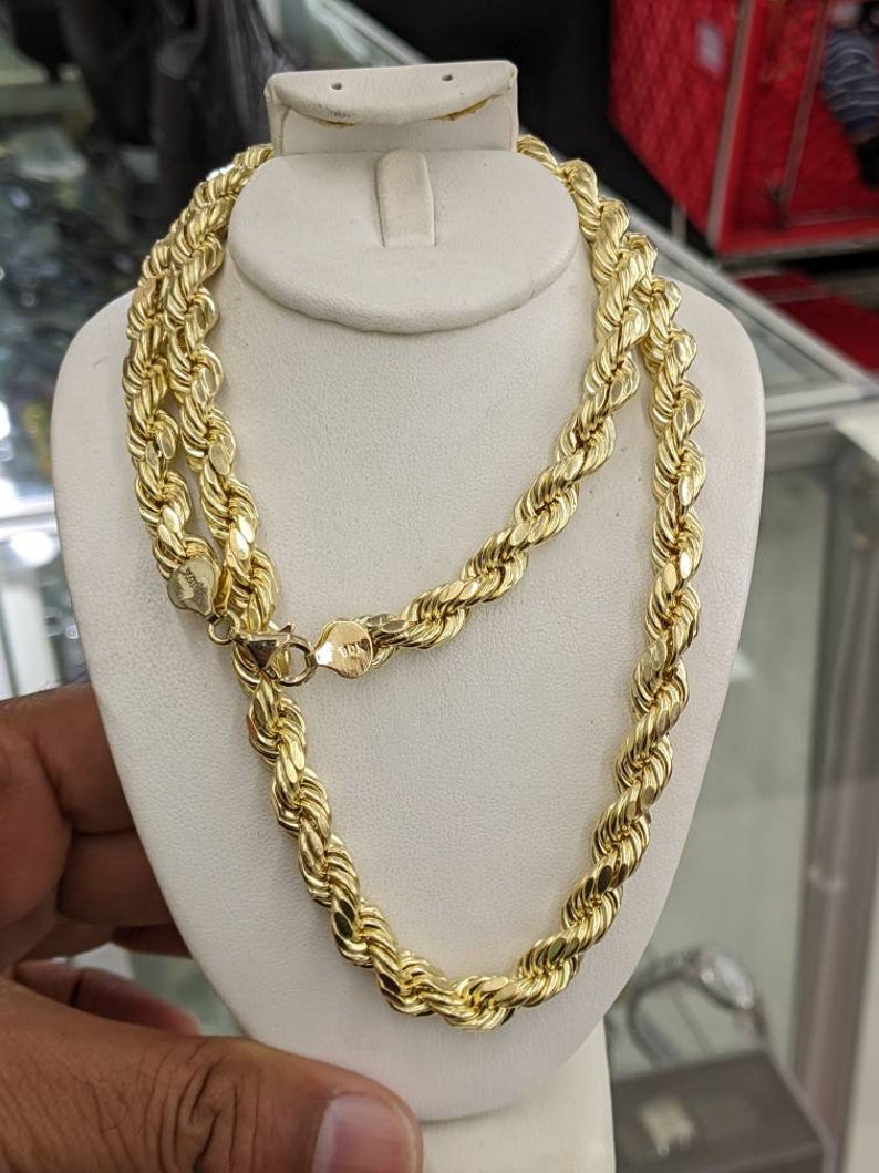 10kt Real Gold Rope Chain 8mm Thick - Etsy