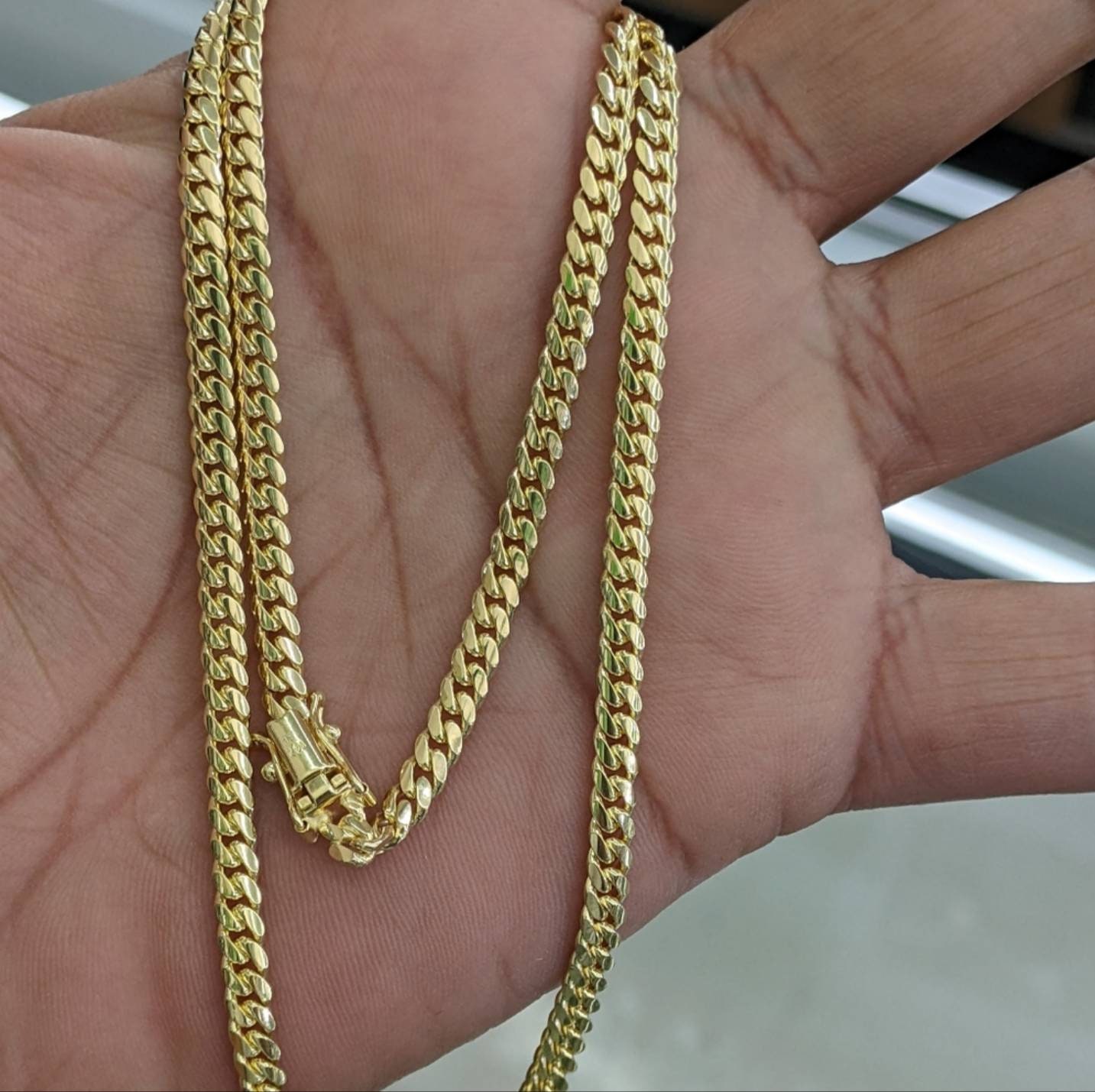 14kt Real Gold Solid Miami Cuban Style Chain 4mm Wide - Etsy