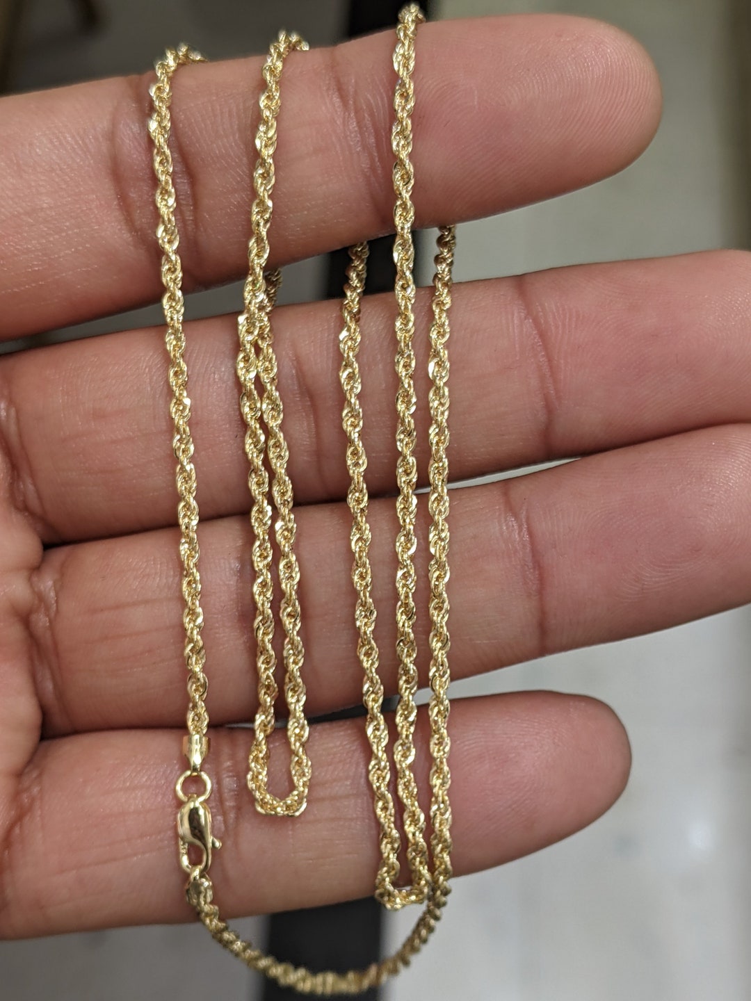 10kt Real Gold Rope Chain 1.8mm for Men and Women - Etsy