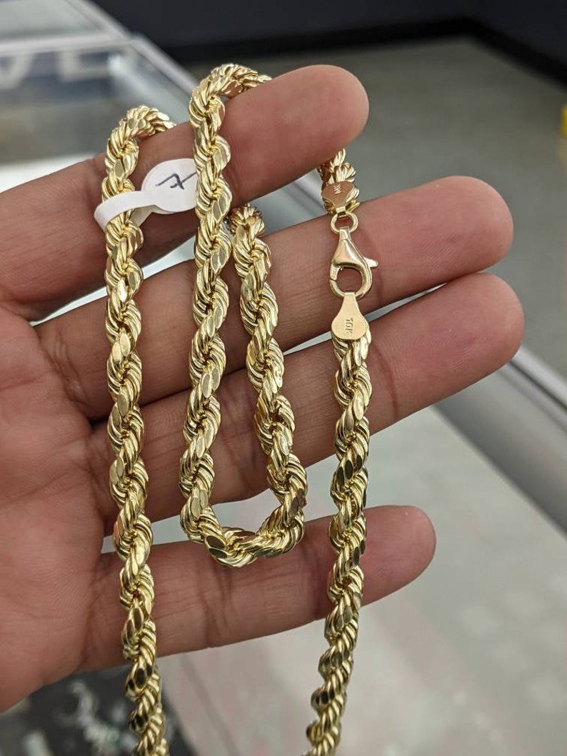 10kt Real Gold Rope Chain 7mm Thick - Etsy