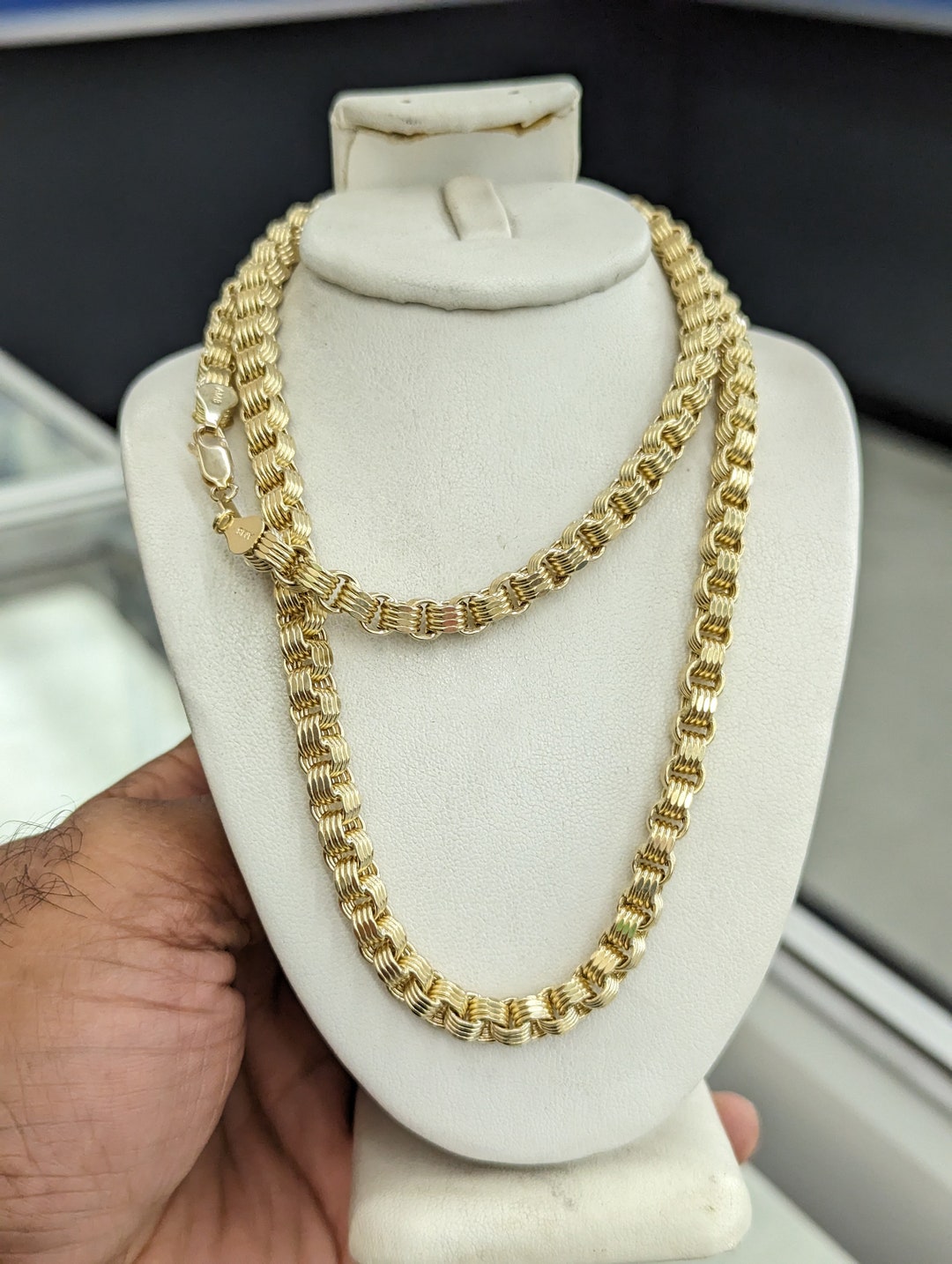10kt Real Gold Box Byzantine Chain 5.3mm - Etsy