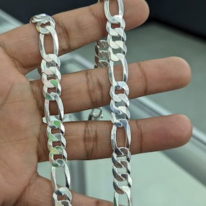 925 Sterling Silver Figaro Diamond Cut Chain 10 Mm - Etsy