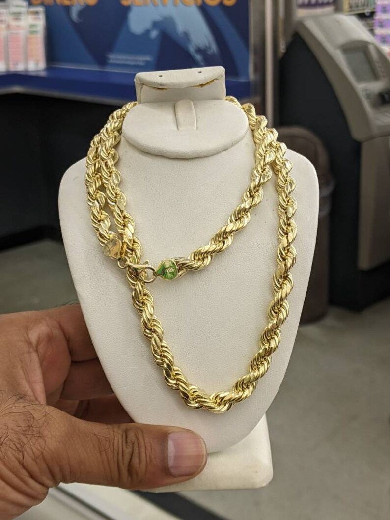 10kt Real Gold Rope Chain 8mm Thick - Etsy