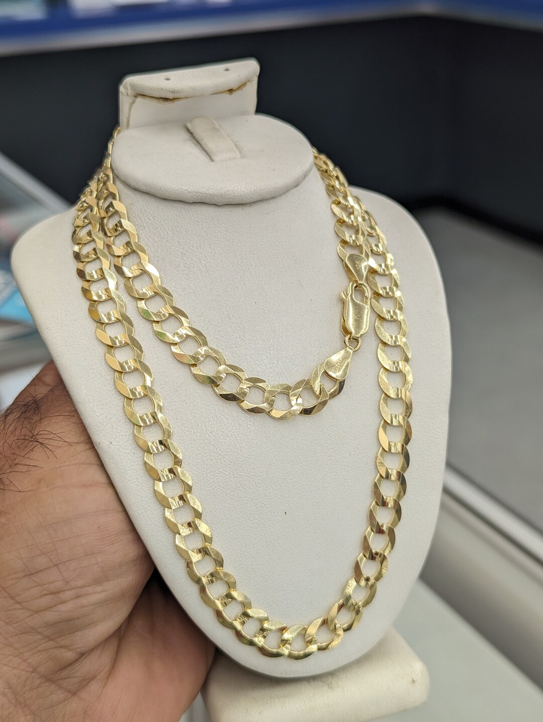 10kt Real Solid Gold Cuban Curb Link Chain 8.2mm - Etsy