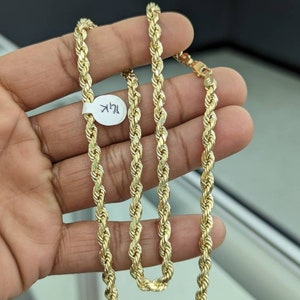 14kt Real Gold Rope Chain 5mm for Men and Women - Etsy
