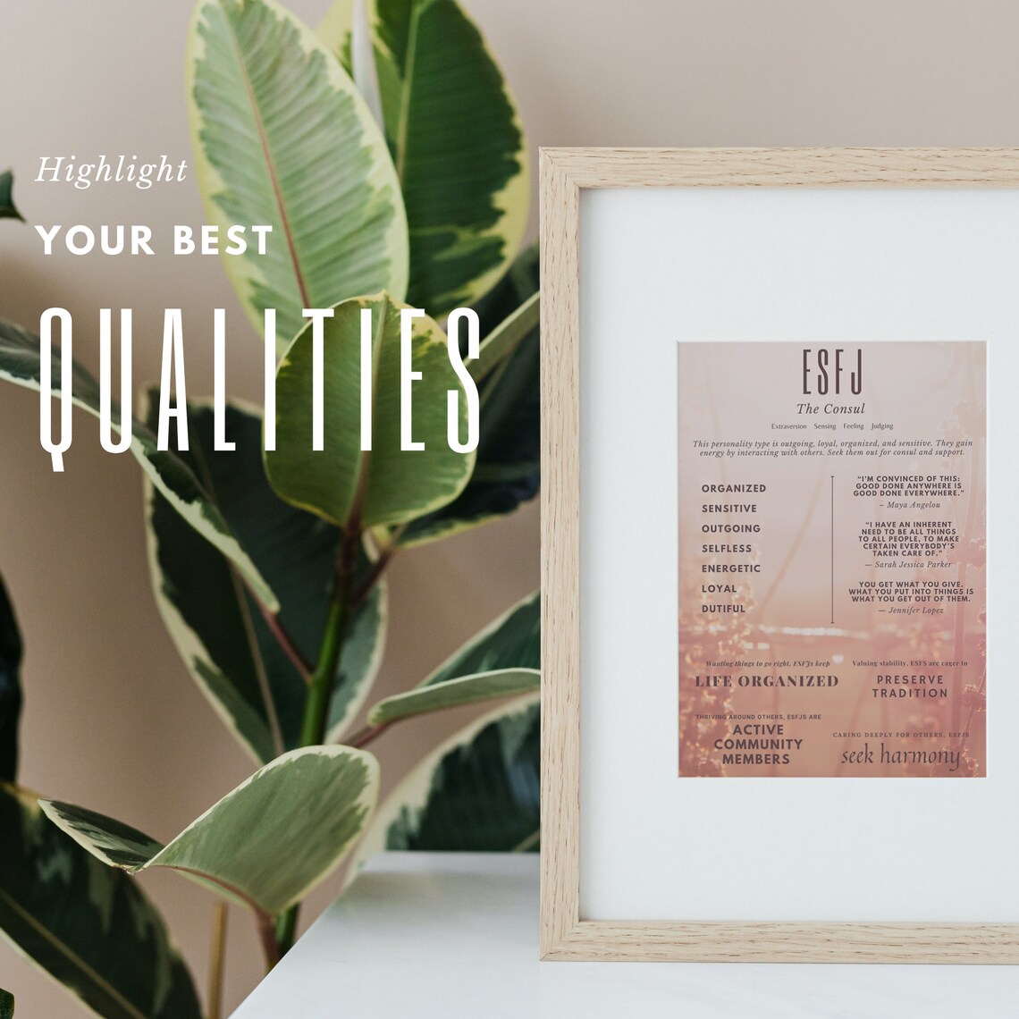 ESFJ Myers-briggs Wall Art MBTI Digital Printable Poster - Etsy