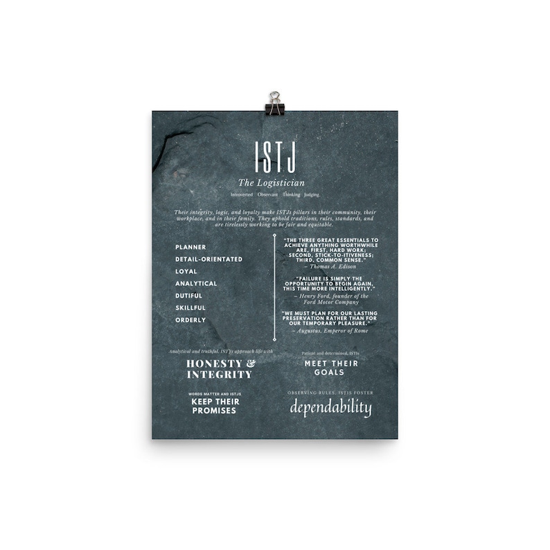 ISTJ Poster Myers Briggs Art, Famous ISTJ Sayings - Etsy