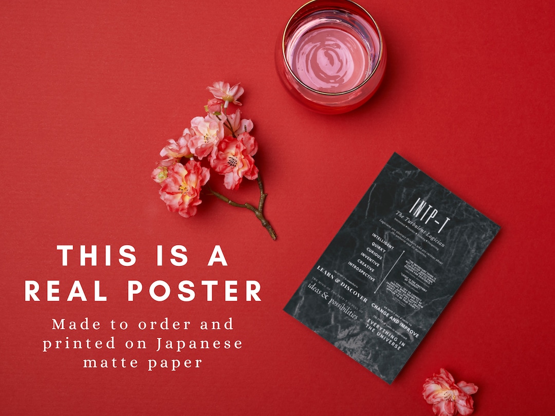 INTP-T Personality Poster, MBTI Wall Art, Myers-briggs Decor in Black ...