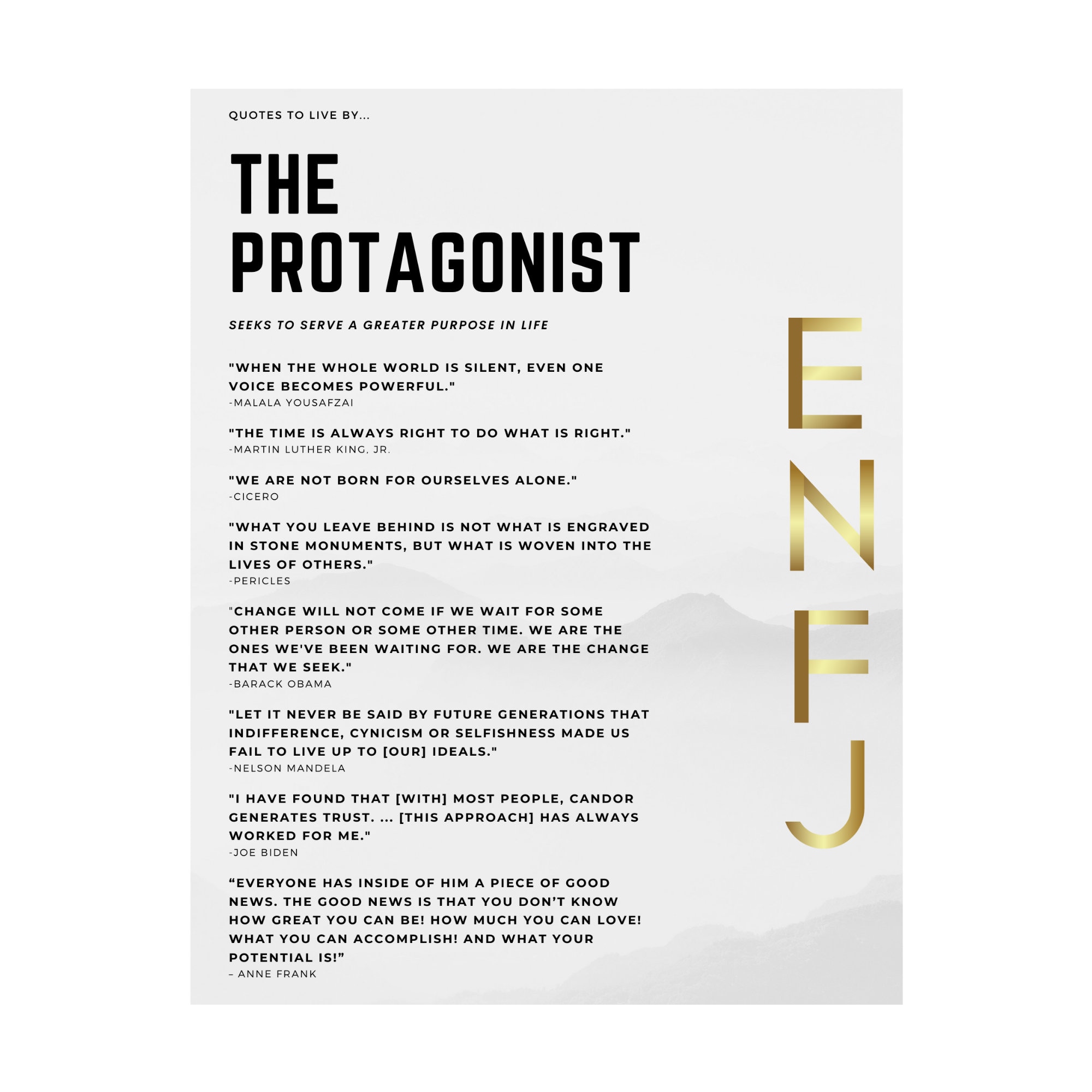 ENFJ Printable Art, Myers Briggs Poster, Digital Download, Instant ...