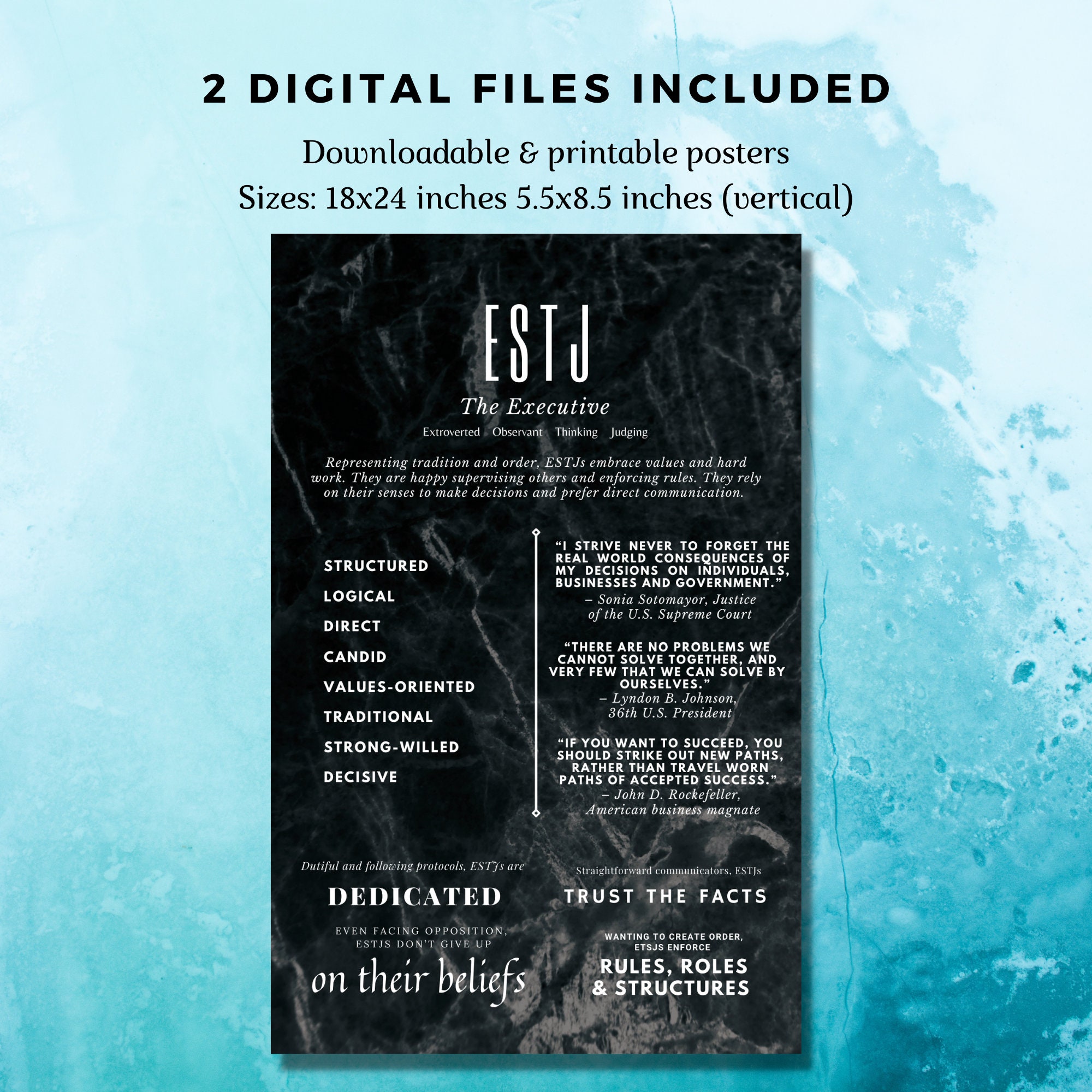 ESTJ Myers-briggs Wall Art MBTI Digital Printable Poster - Etsy