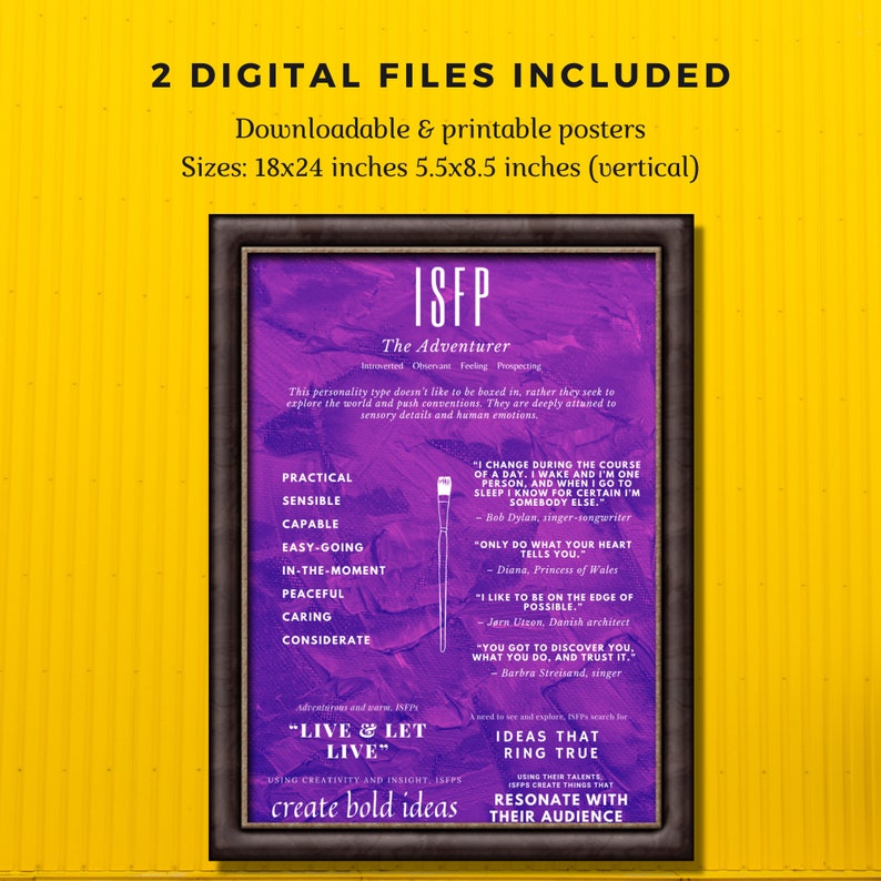 ISFP Myers-briggs Wall Art MBTI Digital Printable Poster - Etsy