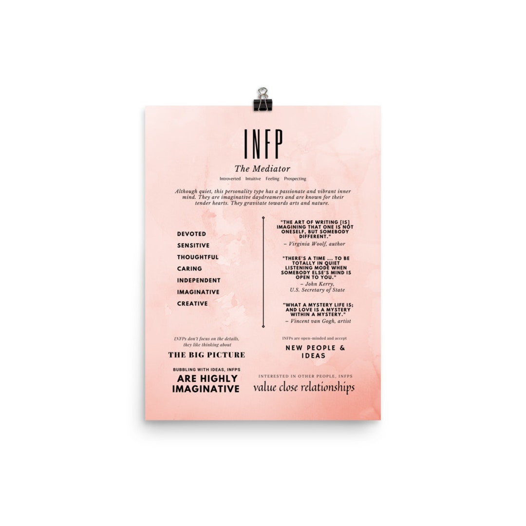 INFP Poster Myers Briggs Art, Famous INFP Sayings - Etsy