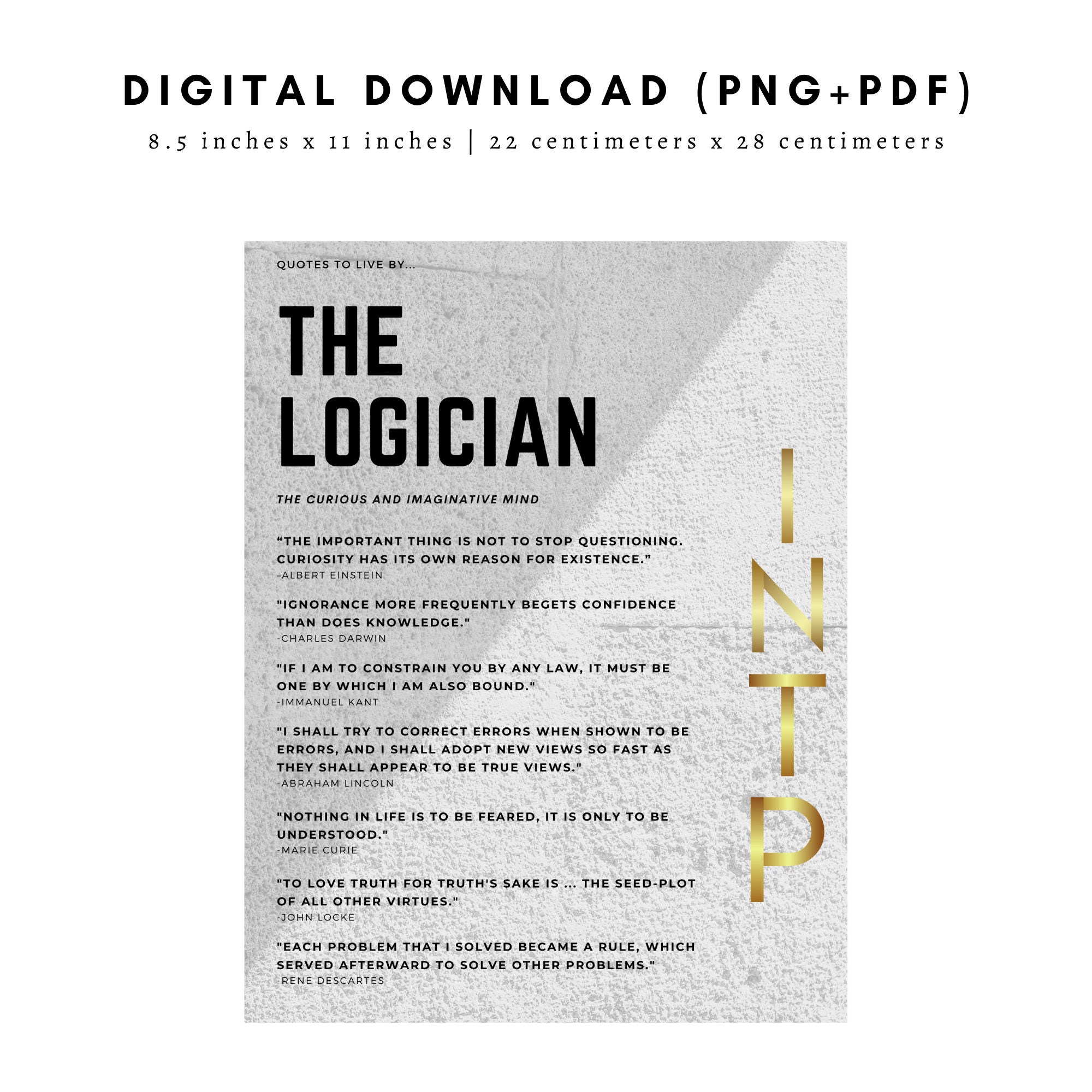 INTP Printable Wall Art, Myers Briggs Poster, MBTI Digital Download ...