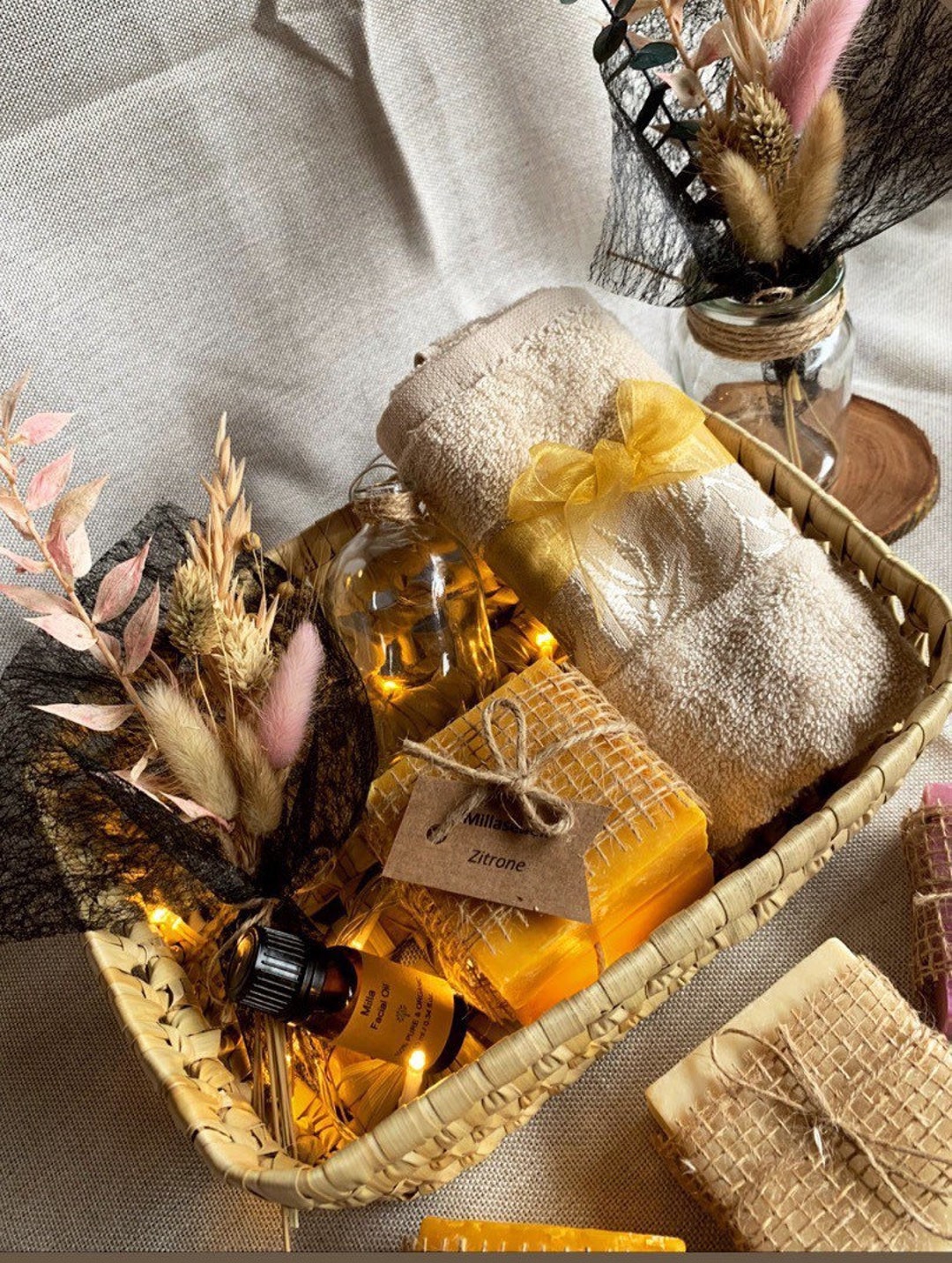 Milla “cute” Gift Basket - Handmade Olive Oil Soap - Natural Gift Set ...