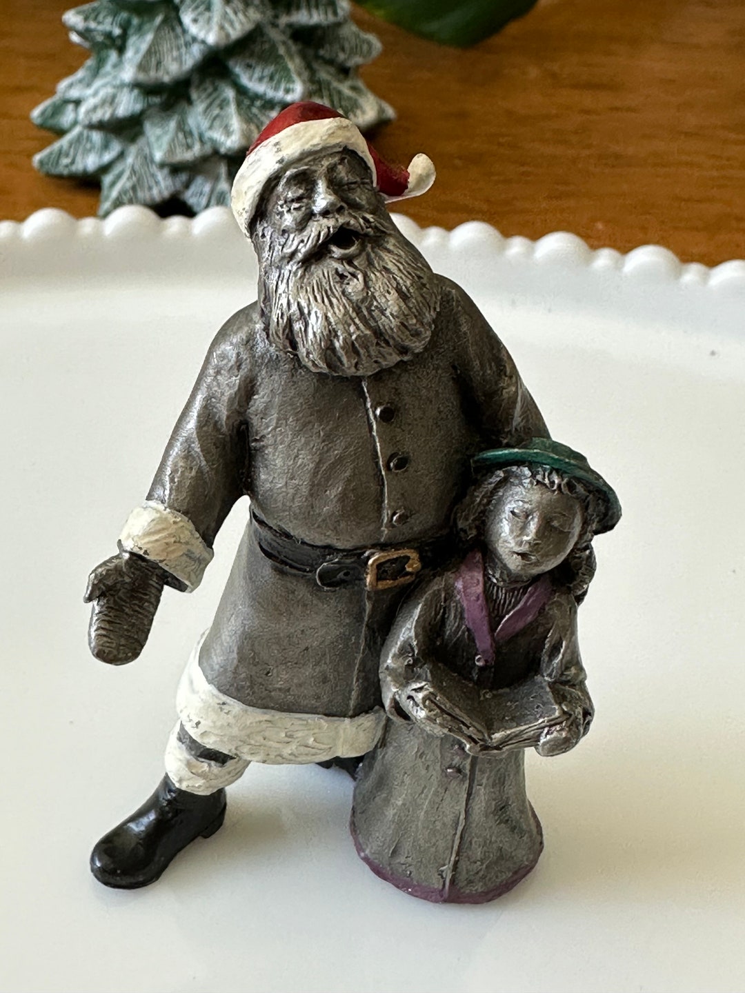 Hudson Pewter Villagers Santa Claus With Little Girl 8302 - Etsy