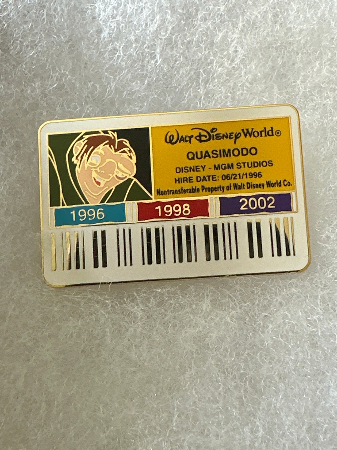 Disney 2002 Cast Member Quasimodo ID Badge Card Pin Limited Edition ...