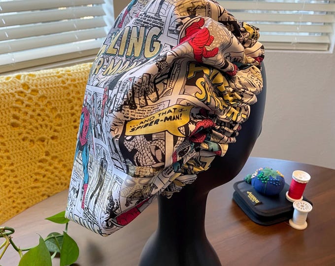 Spider-man Satin Sleep Bonnet, Comic Book Style - Etsy