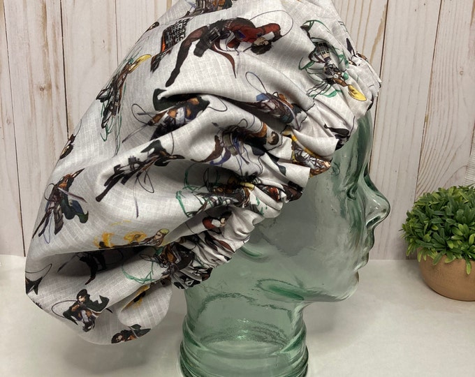 Anime Bonnet Titan Scouts Satin Adult Bonnet Sleep Satin Bonnet Natural ...