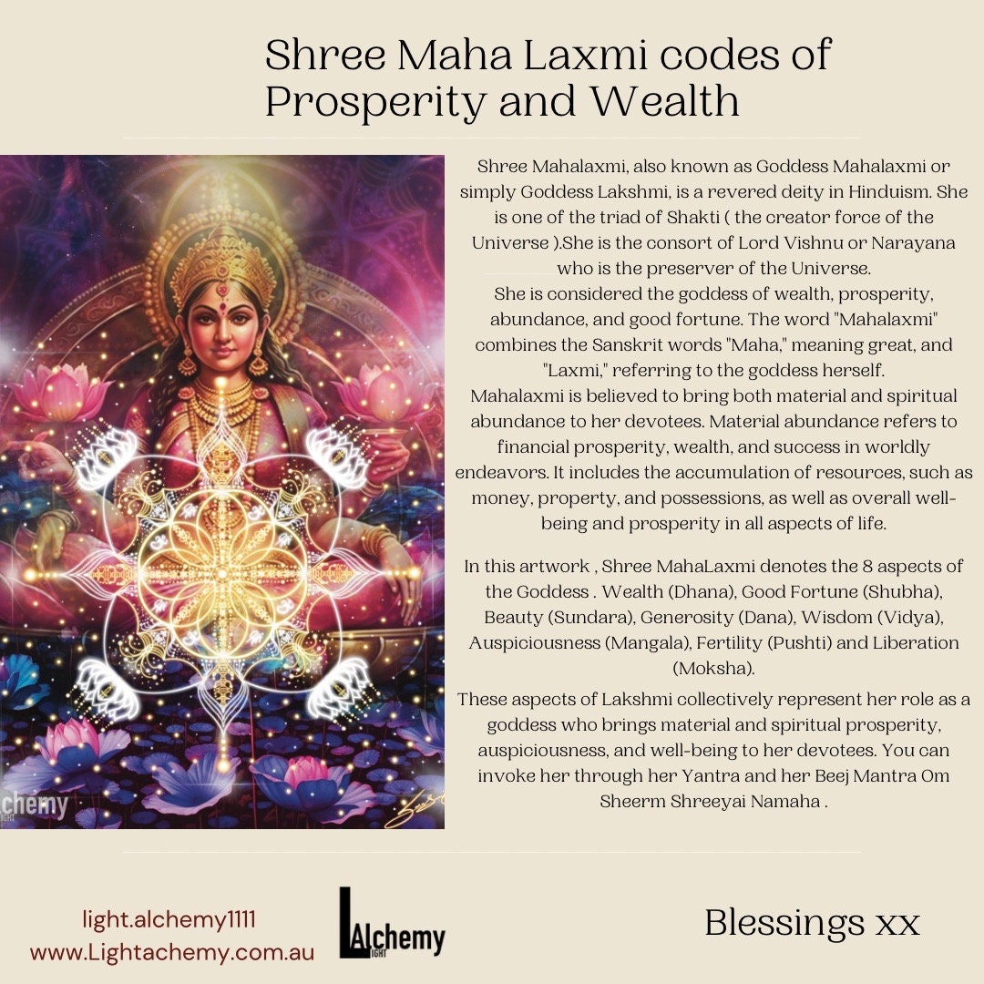 Shree Mahalaxmi Codes of Prosperity and Wealth - Etsy Canada