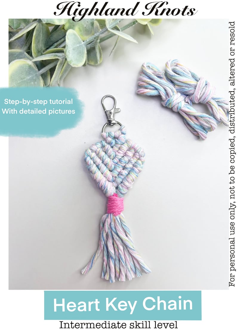 Macrame Heart Key Chain Tutorial - Etsy