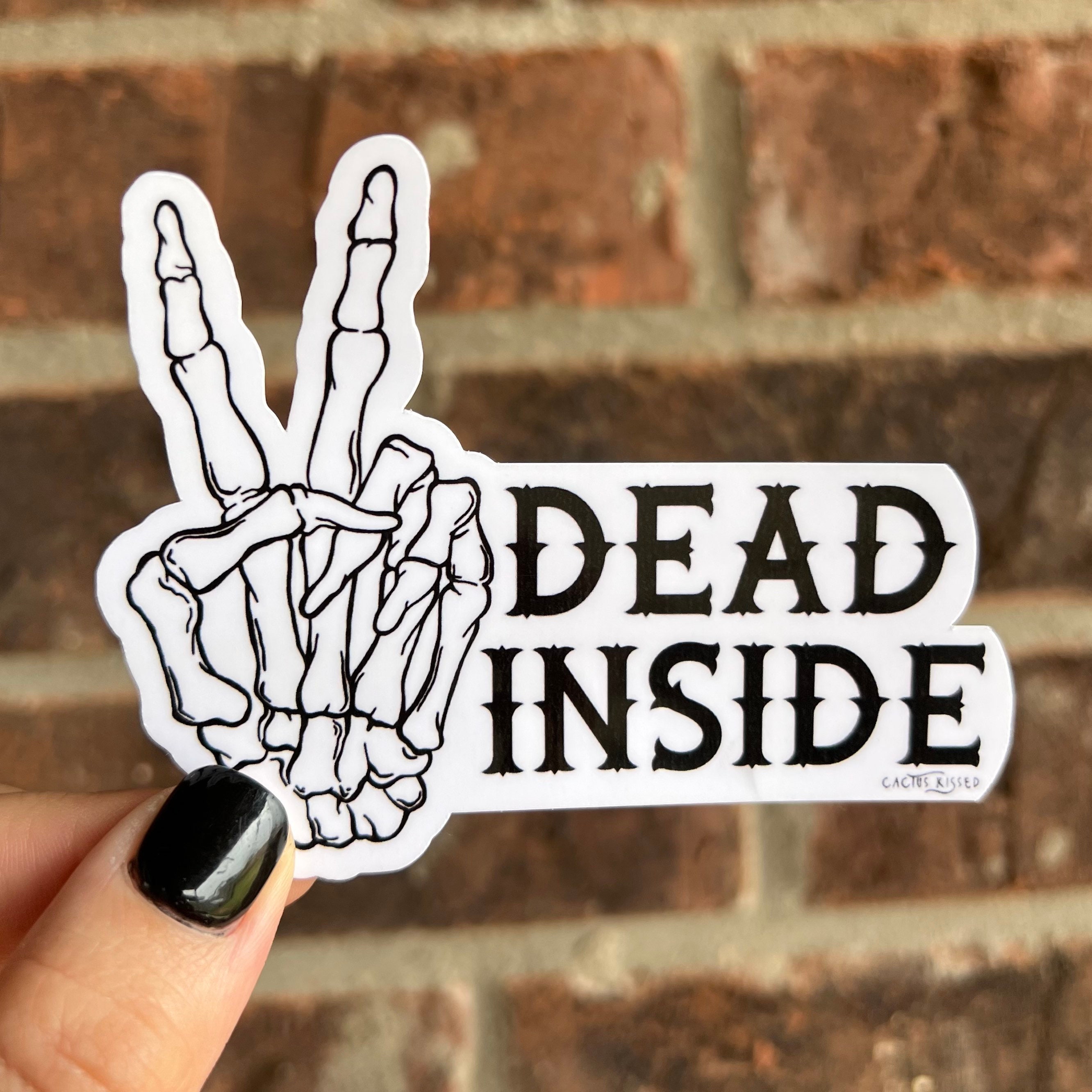 Dead Inside Sticker, Skeleton Sticker Coffee Cup Sticker, Halloween ...