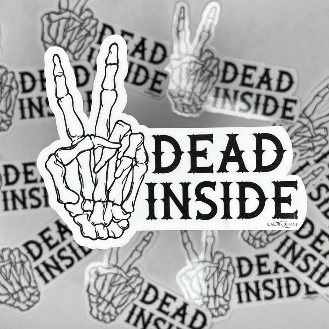Dead Inside Sticker, Skeleton Sticker Coffee Cup Sticker, Halloween ...