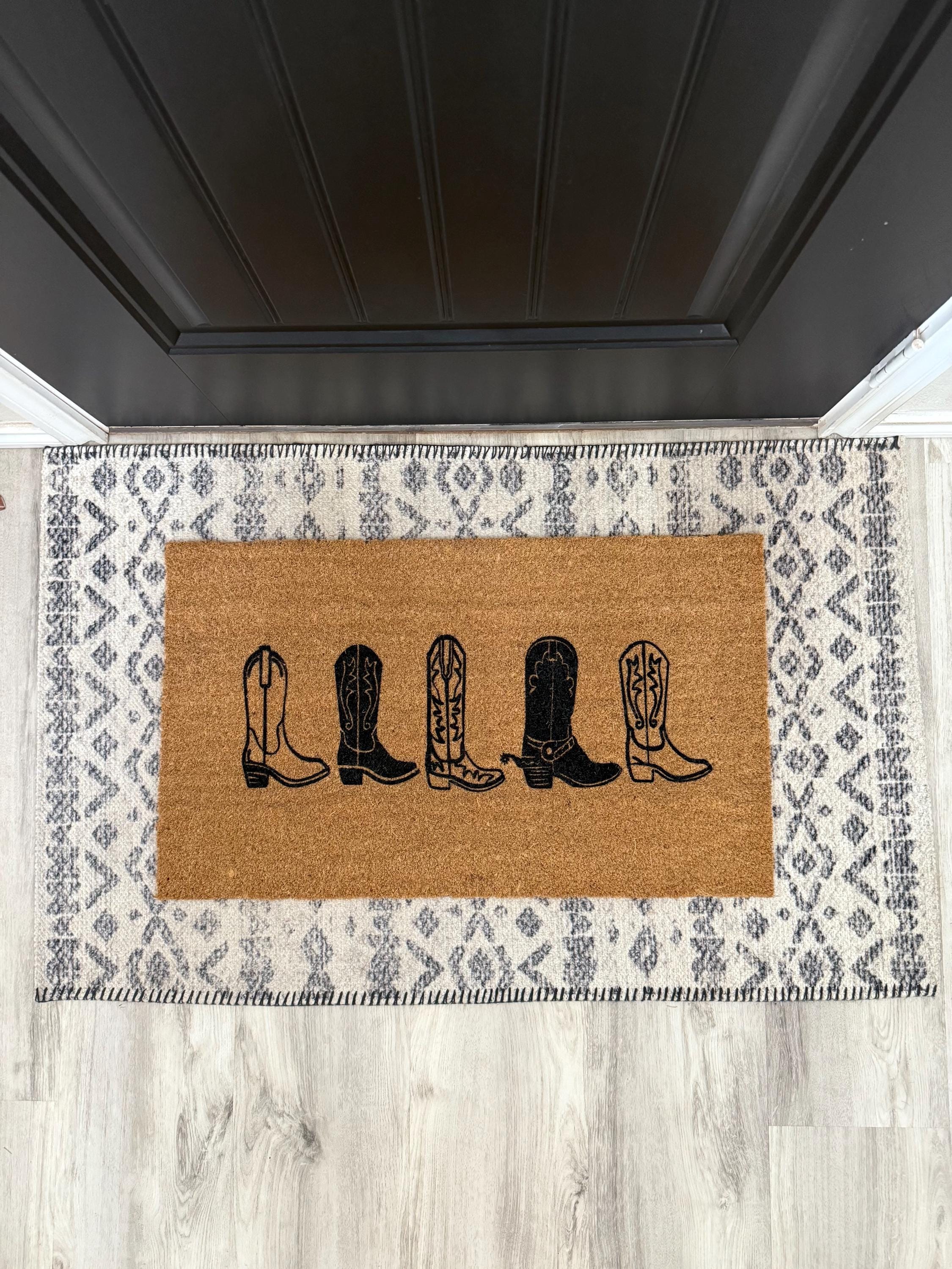 Cowboy Boot Doormat, Western Style Doormat, Modern Western Welcome Mat ...