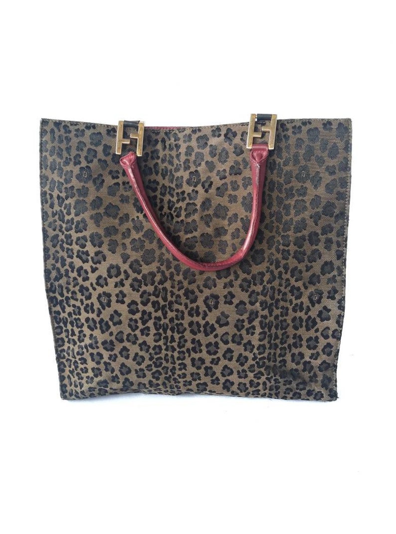 Authentic Fendi Leopard Print Leather Tote Bag - Etsy