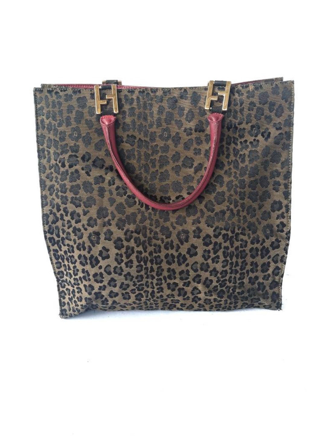 Authentic Fendi Leopard Print Leather Tote Bag - Etsy