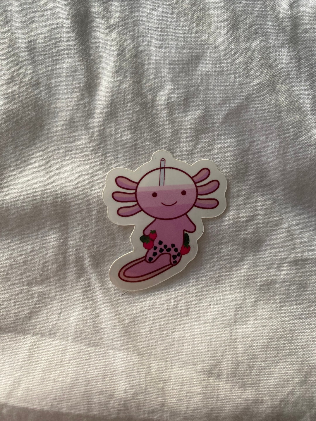 Raspberry Boba Axolotl Sticker - Etsy