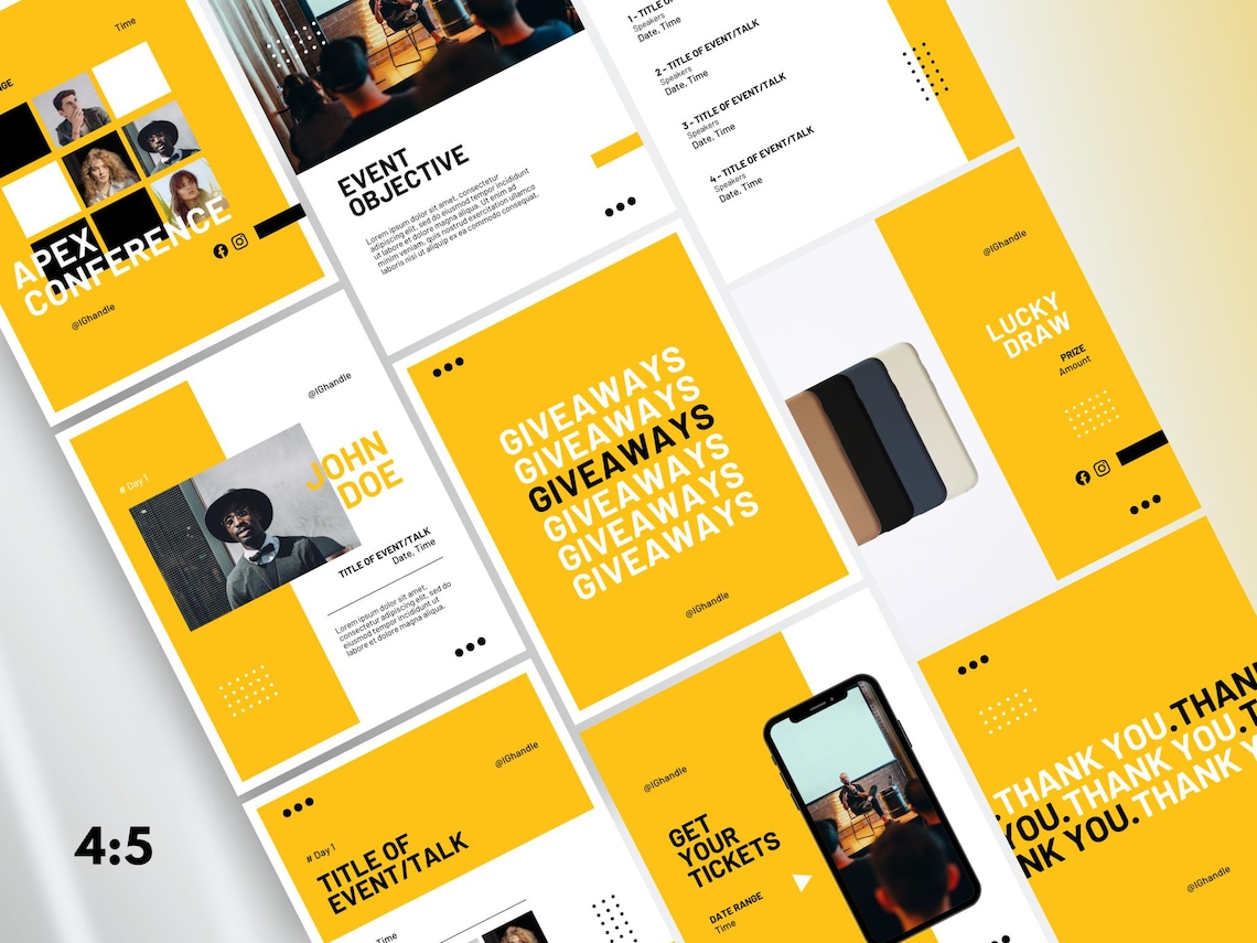 Modern Conference Instagram Post Templates for Canva | Event Organizer ...