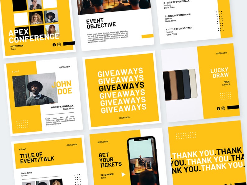 Modern Conference Instagram Post Templates for Canva | Event Organizer ...