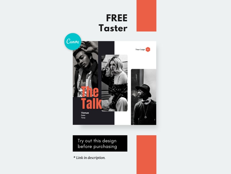 Minimalist Talk Instagram Post Templates for Canva | Event Organizer ...