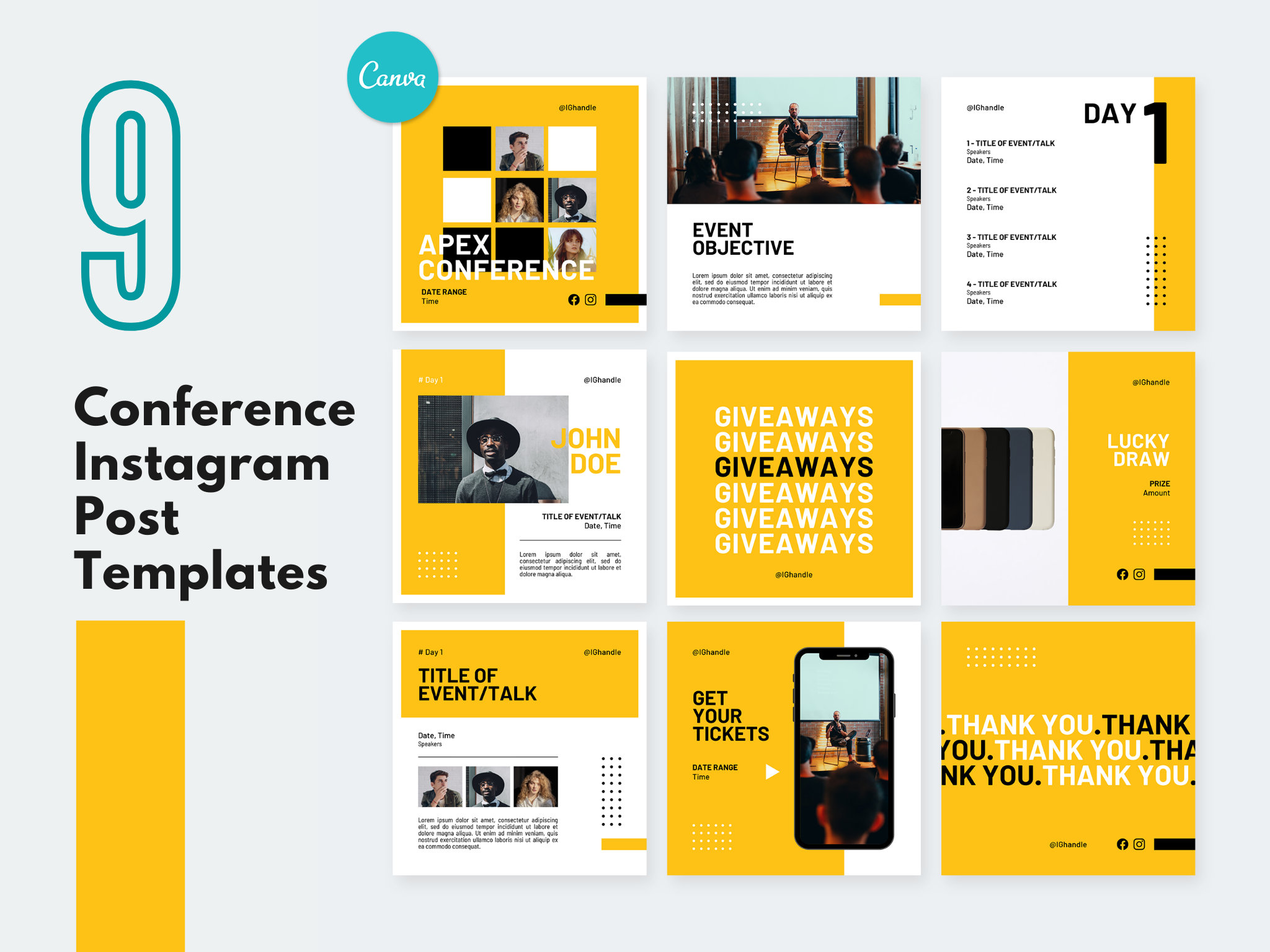 Modern Conference Instagram Post Templates for Canva | Event Organizer ...