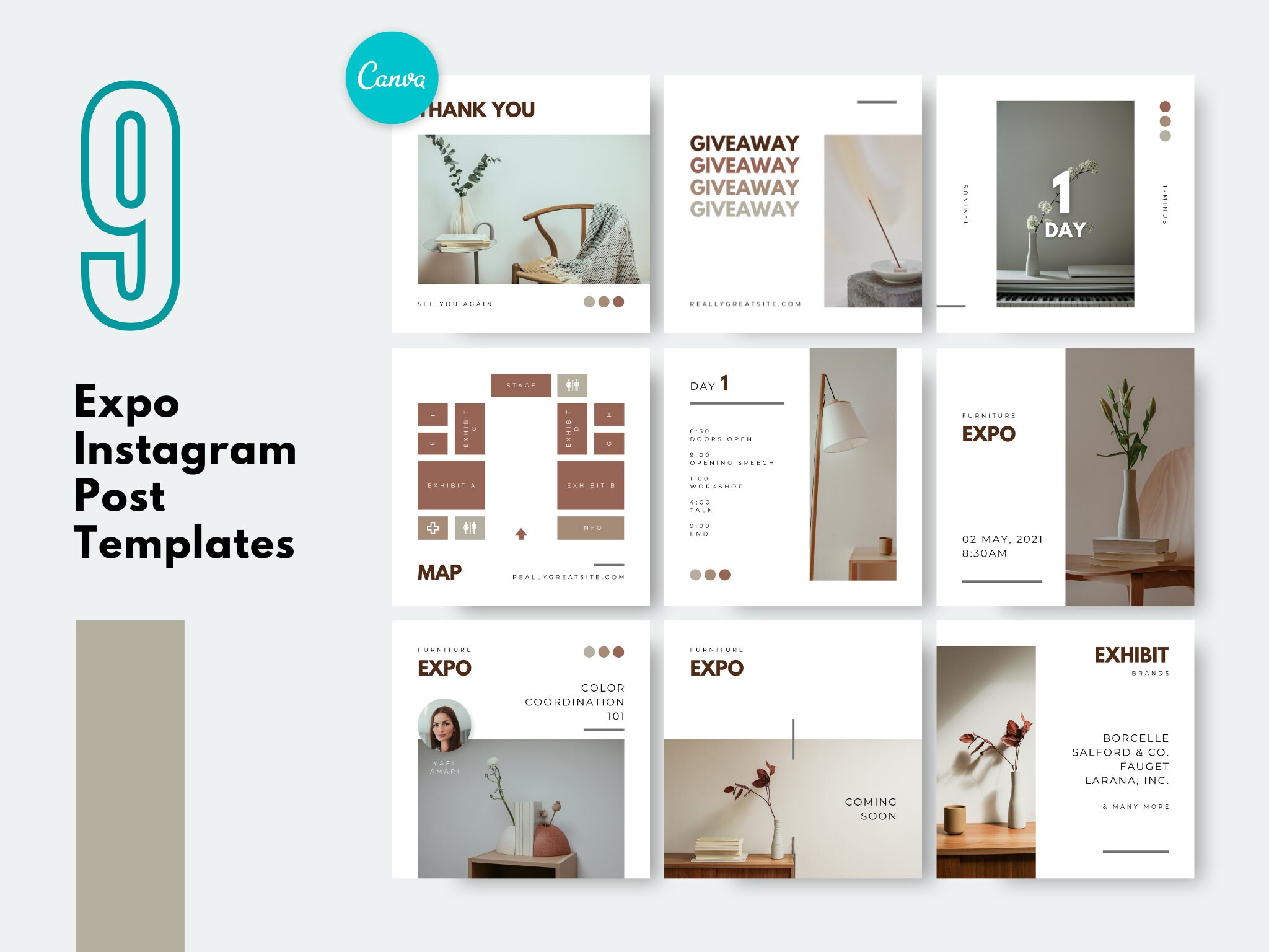 Minimalist Expo Instagram Post Templates for Canva | Event Organizer ...