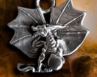 Pewter Dragon Pendant - Etsy