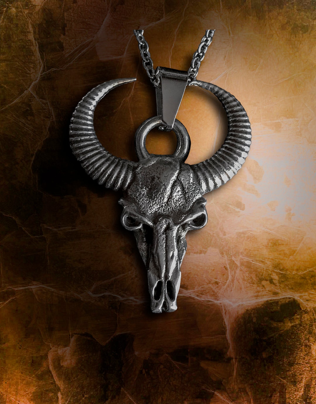 Pewter Gothic Bison Buffalo Skull. Handmade Artisanal Pendant. - Etsy