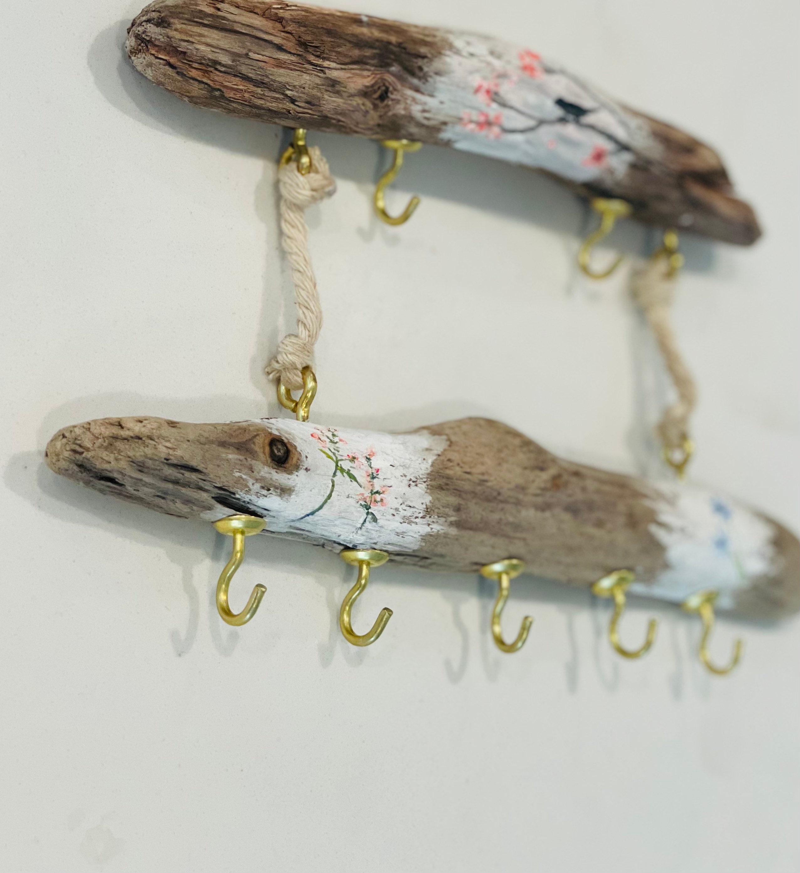 Driftwood Jewelry Hanger Flower Panted - Etsy