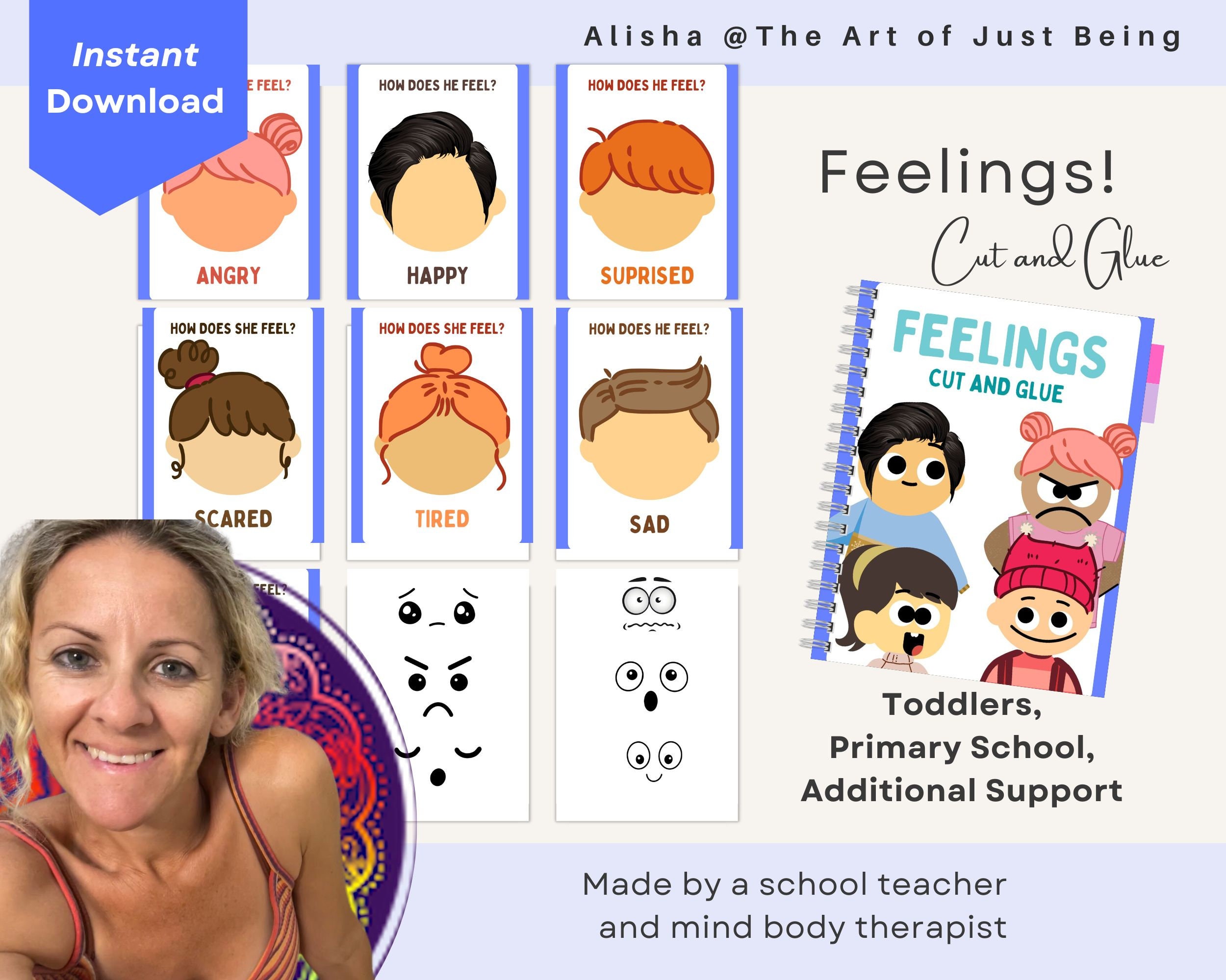 Kids Feelings Cut and Glue Workbook Instant Download - Etsy