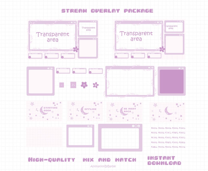 Stream Overlay Package, Webcam Overlays, Stream Scenes, Panels, Alerts ...