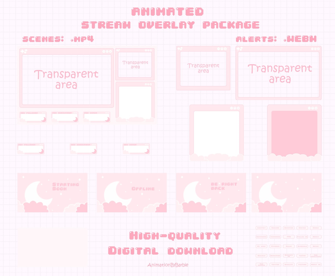 Stream Overlay ANIMATED Webcam Overlays, Stream Scenes ,panels, Alerts ...