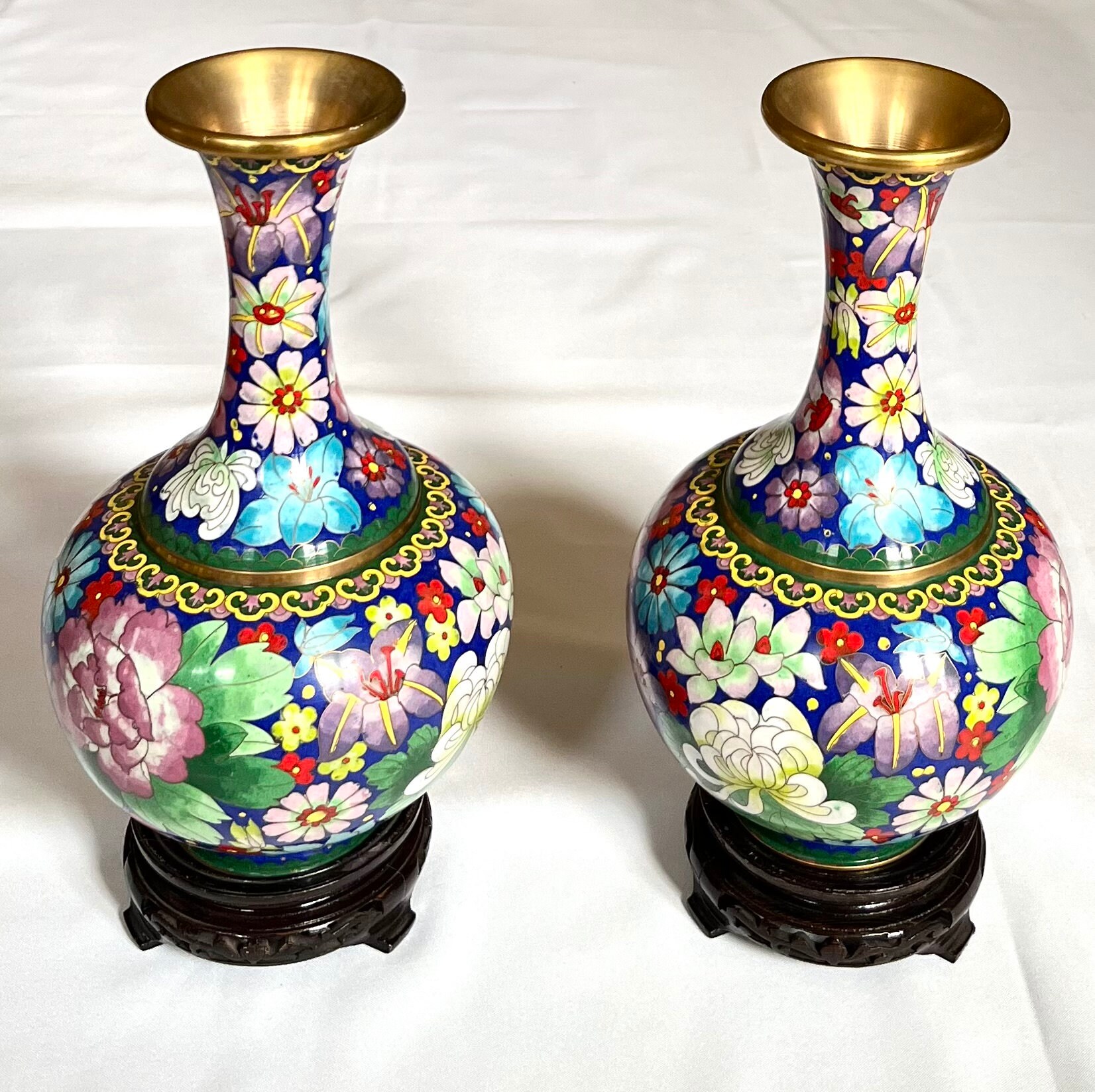 Large Pair of Mid-century Jingfa Cloisonné Vases and Stands - Etsy