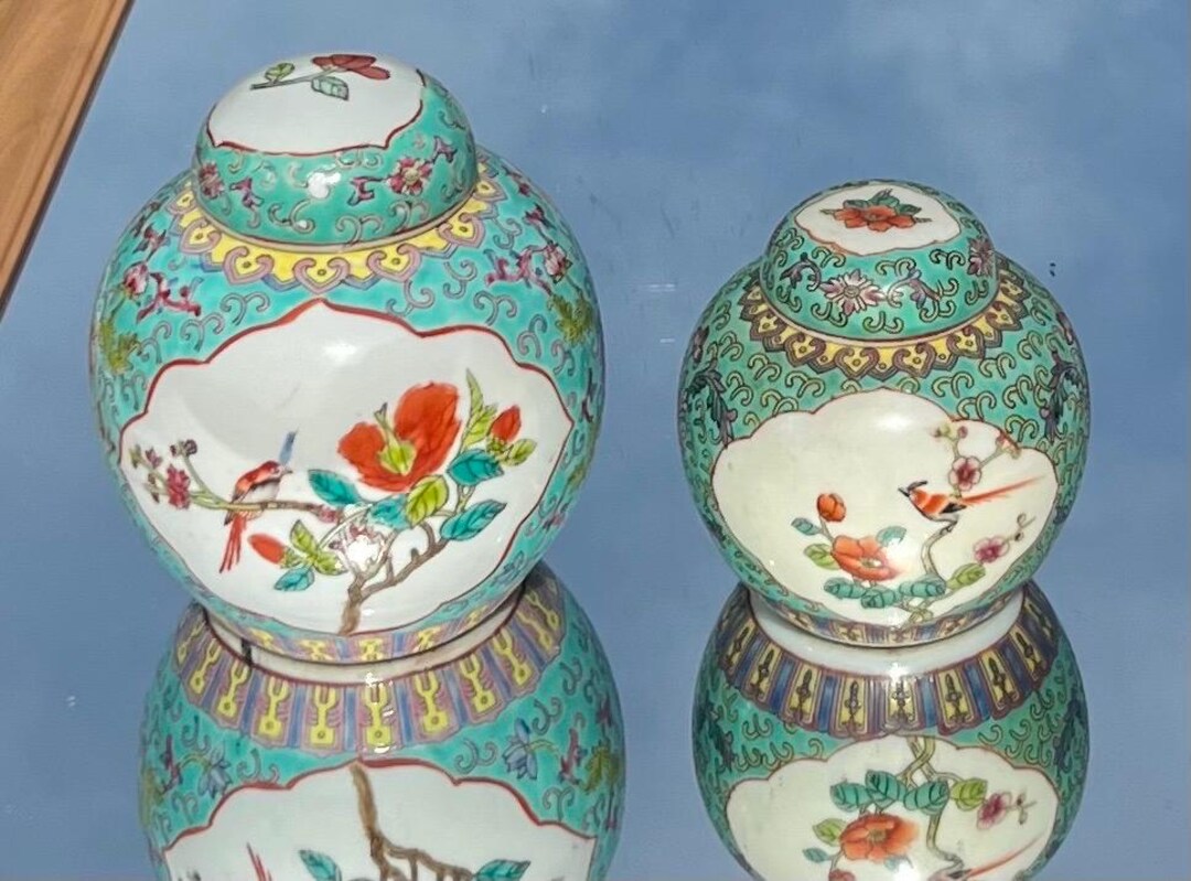 Two Famille Vert Chinese Ginger Jars - Etsy