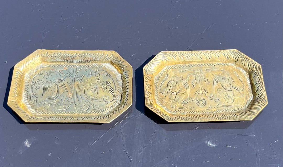 Antique Brass Pin Dishes: P H Muntz Indian Design, His & Hers - Etsy