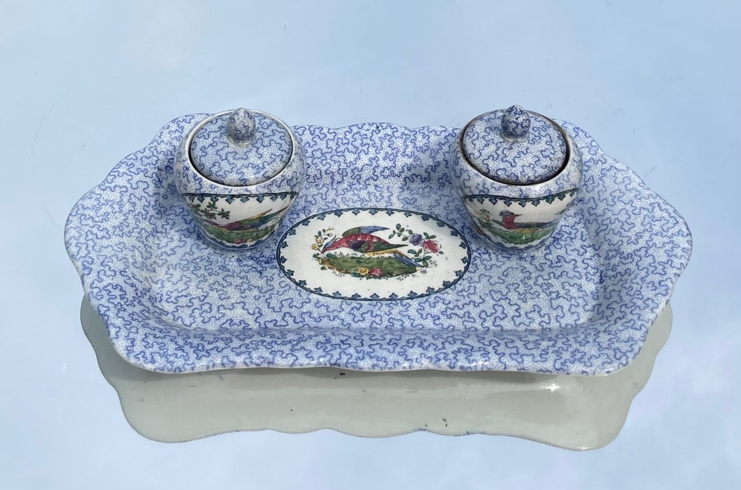 Antique Spode Double Inkwell in Peacock Pattern - Etsy