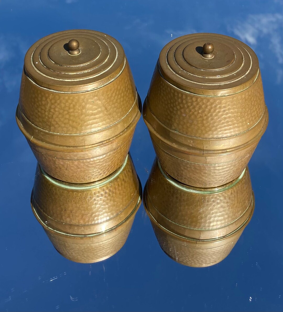 A Pair of Brass Barrel Tea Caddies - Etsy
