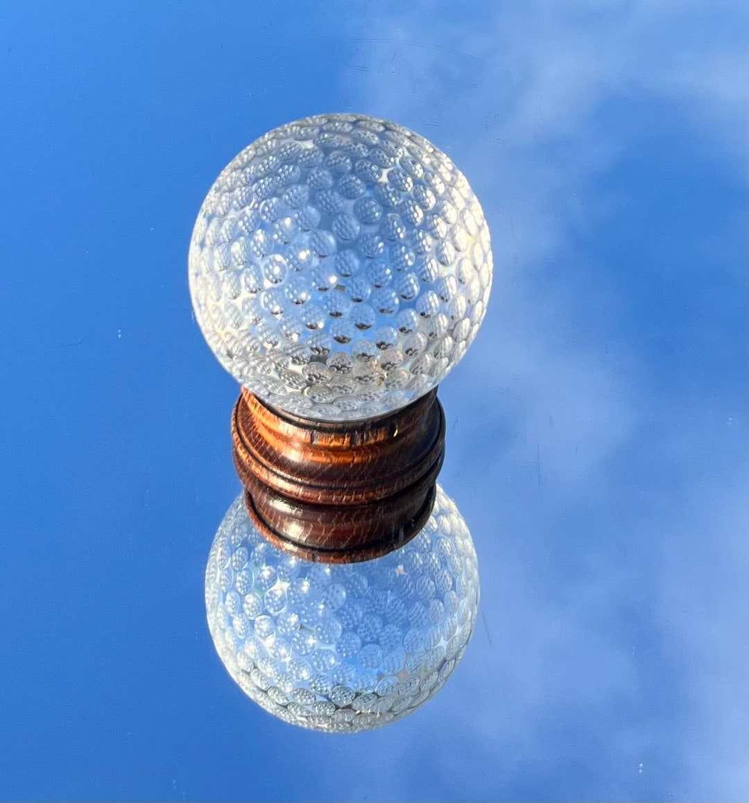 Large Crystal Golf Ball Paperweight on Wooden Stand - Etsy