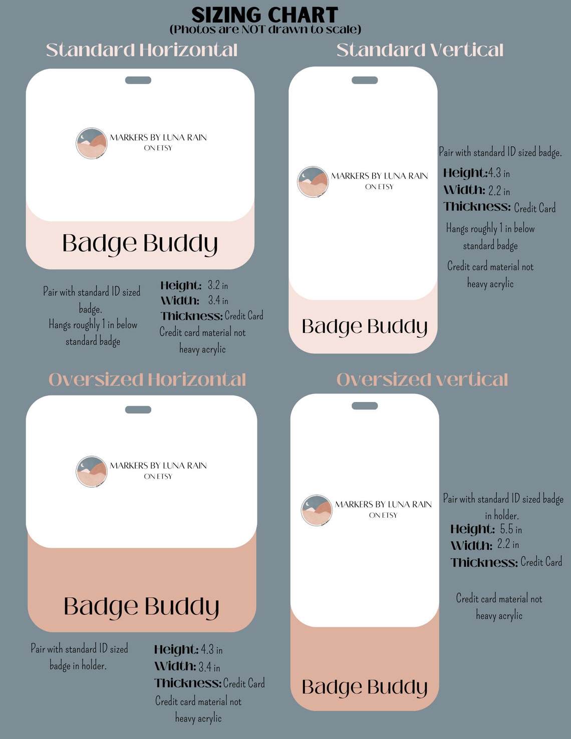 Custom Lightweight Neutral Bunnies Badge Buddy | ID Badge | Marker ...