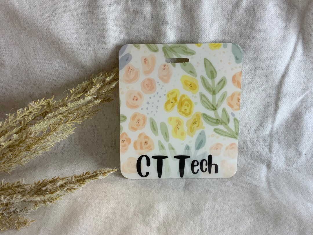 Custom Lightweight Pastel Watercolor Flowers Badge Buddy | ID Badge ...