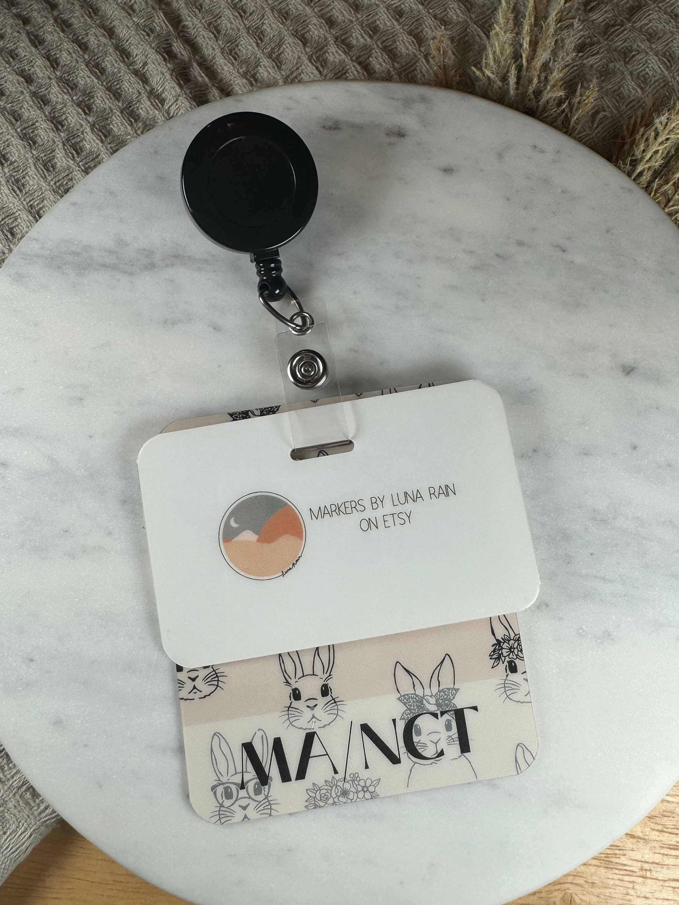Custom Lightweight Neutral Bunnies Badge Buddy | ID Badge | Marker ...